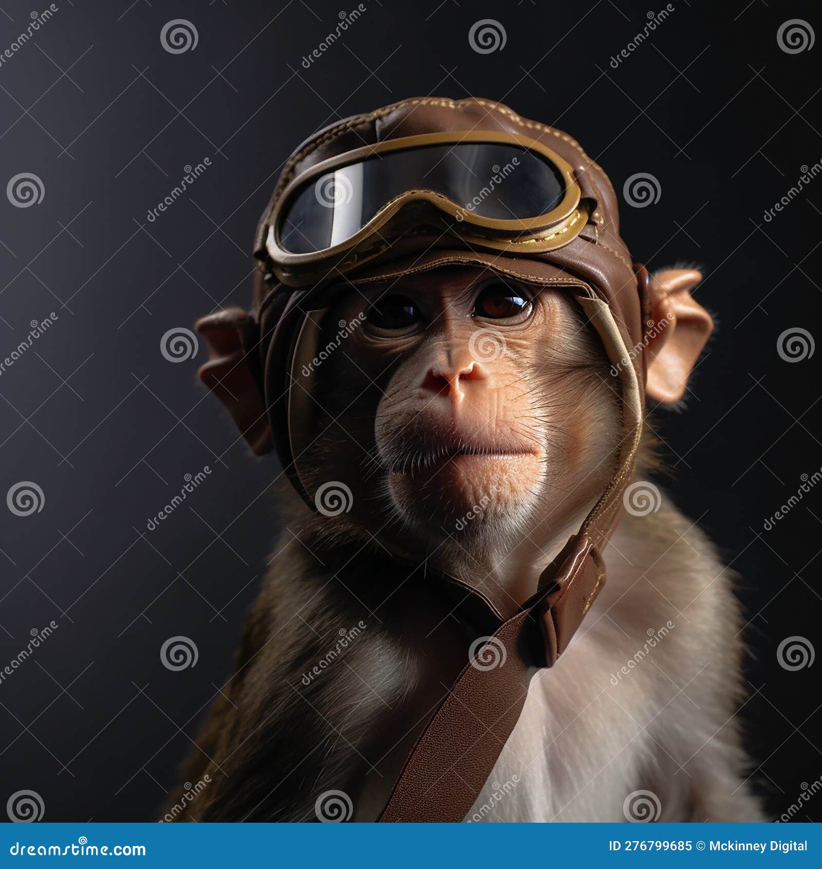 Monkey Wearing Aviator Goggles and Hat. Stock Illustration ...