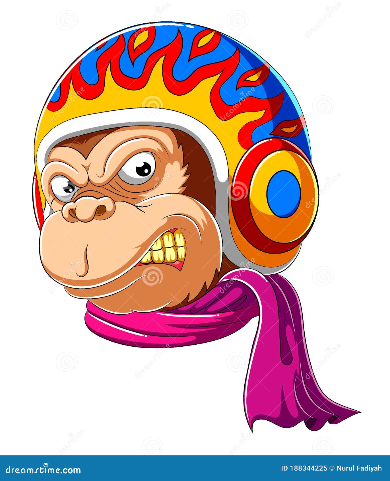 Monkey Wearing Scarf and Helmet of Racer Stock Vector - Illustration of ...