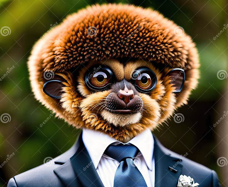 A Monkey Wearing a Suit and Tie. Stock Image - Image of white, black ...