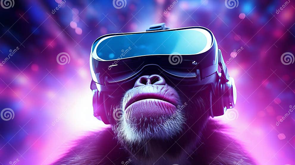 A Monkey Wearing Virtual Reality Glasses Stock Photo - Image of fantasy, wildlife: 342378708