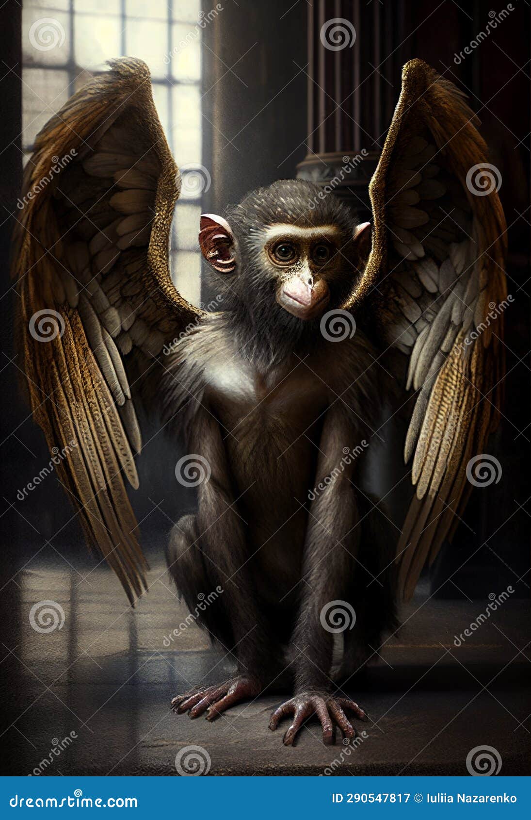 Monkey with Wings. AI Generated Stock Image - Image of flying, mythical ...