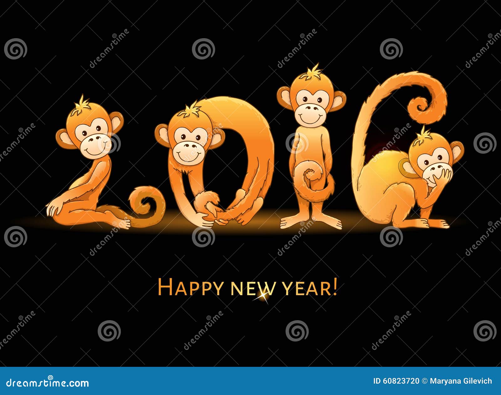 2016 Monkey year stock vector. Illustration of flowing - 60823720