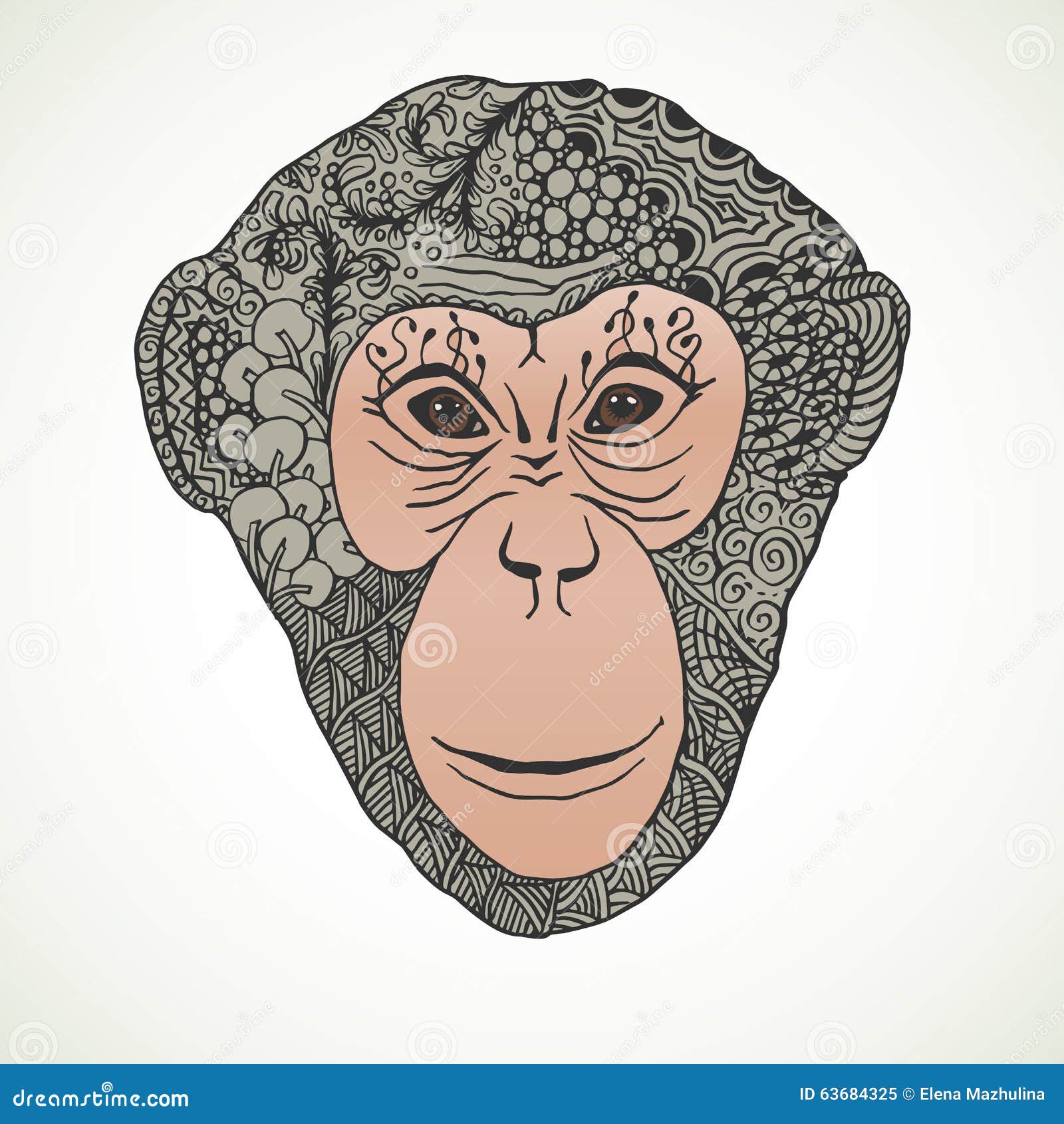 Monkey Zentangle New Year 2016 Stock Vector - Illustration of ...