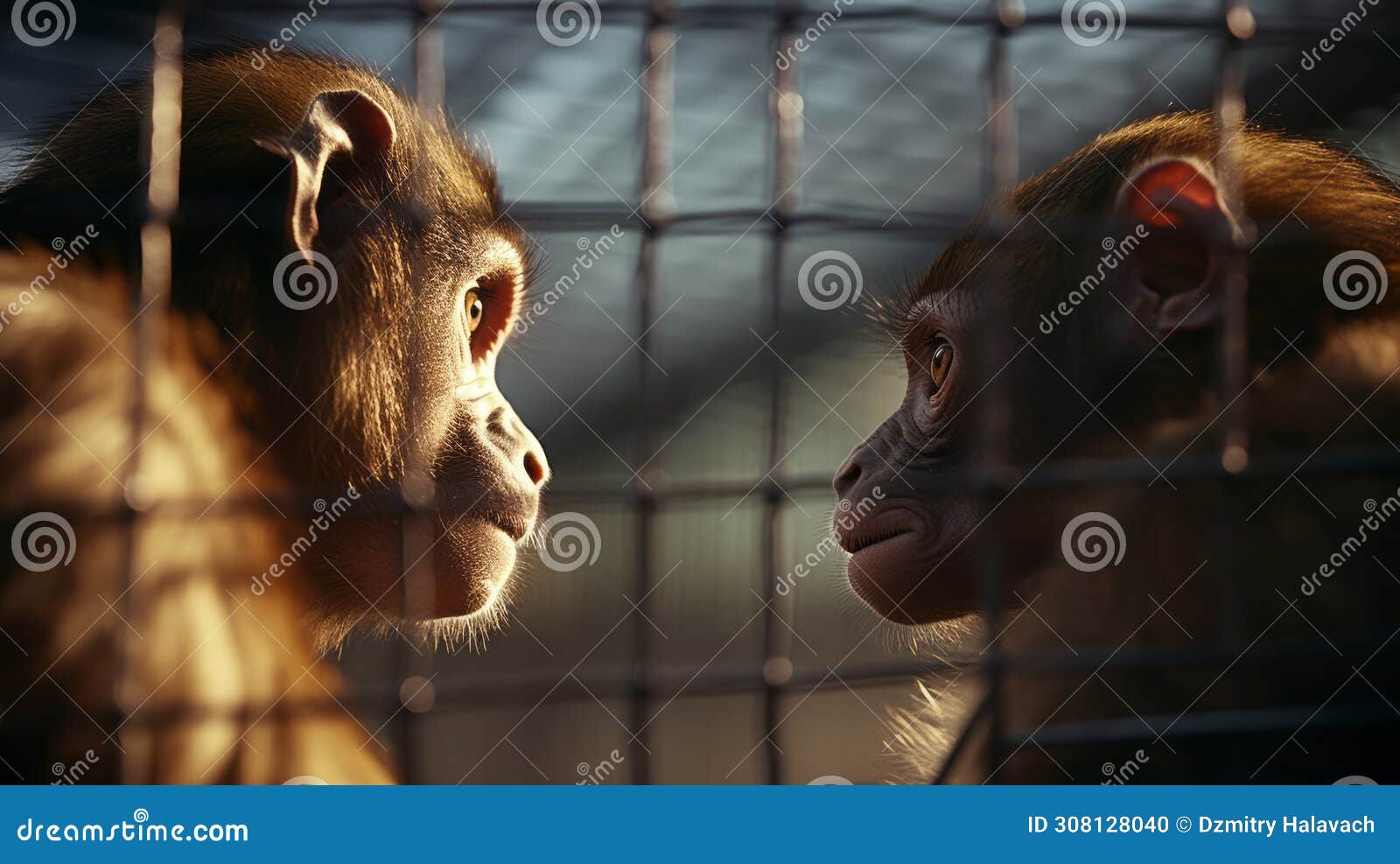 Monkey in Zoo or Laboratory in Cage. Abe Behind Bars Stock Illustration ...