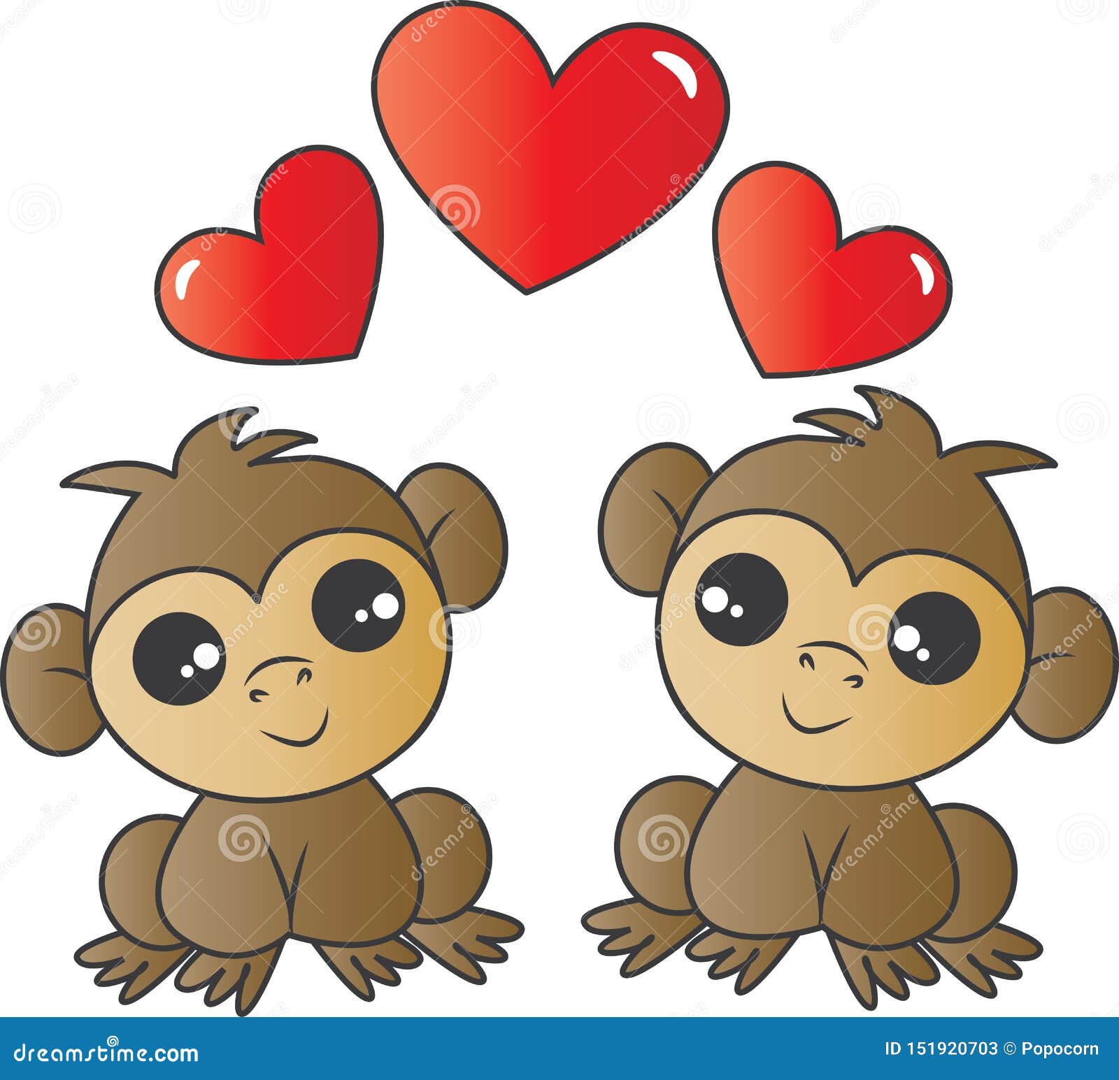 Two Adorable Monkeys in Love Stock Vector - Illustration of animal ...
