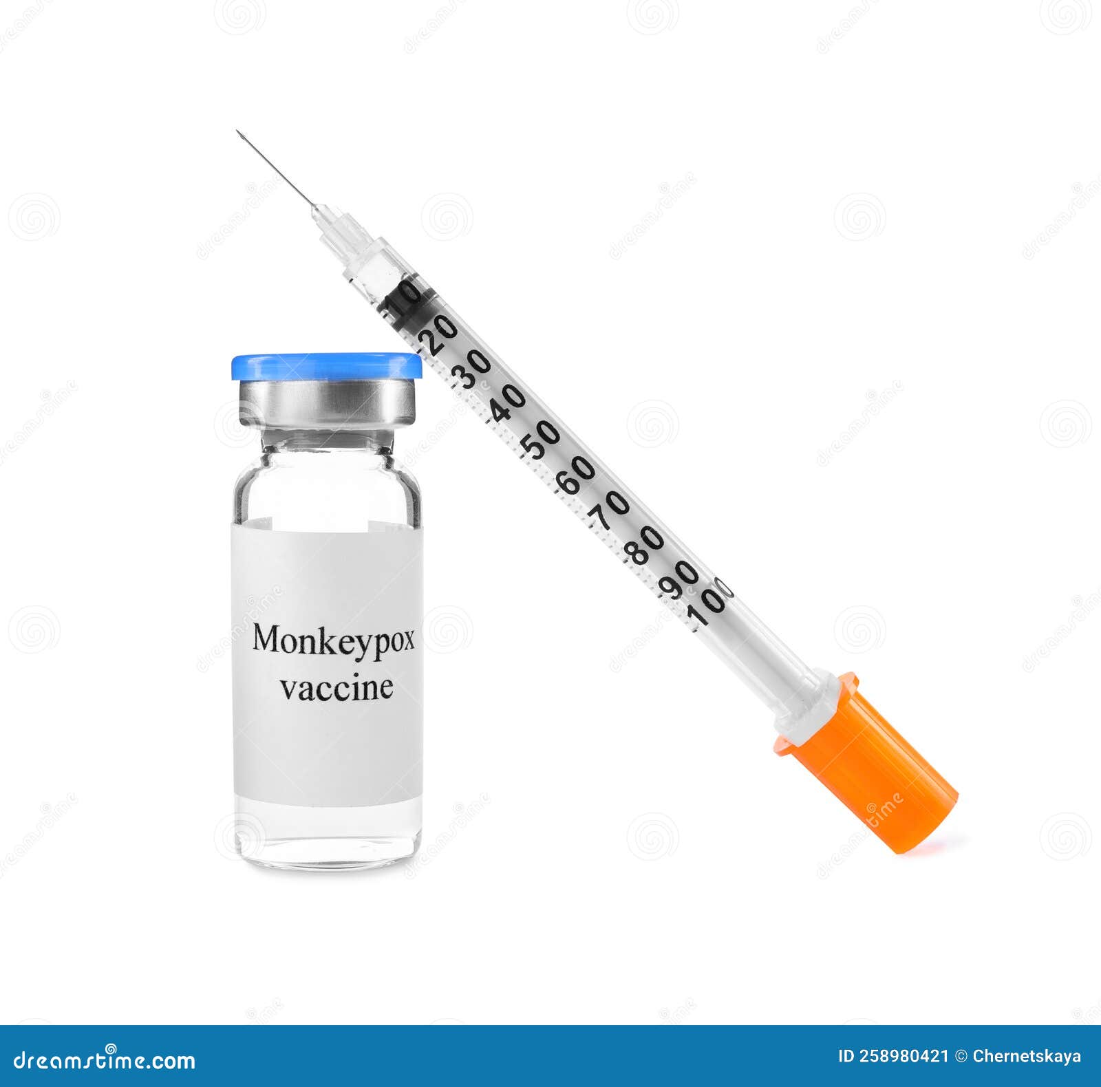 Monkeypox Vaccine in Glass Vial and Syringe on White Background Stock ...