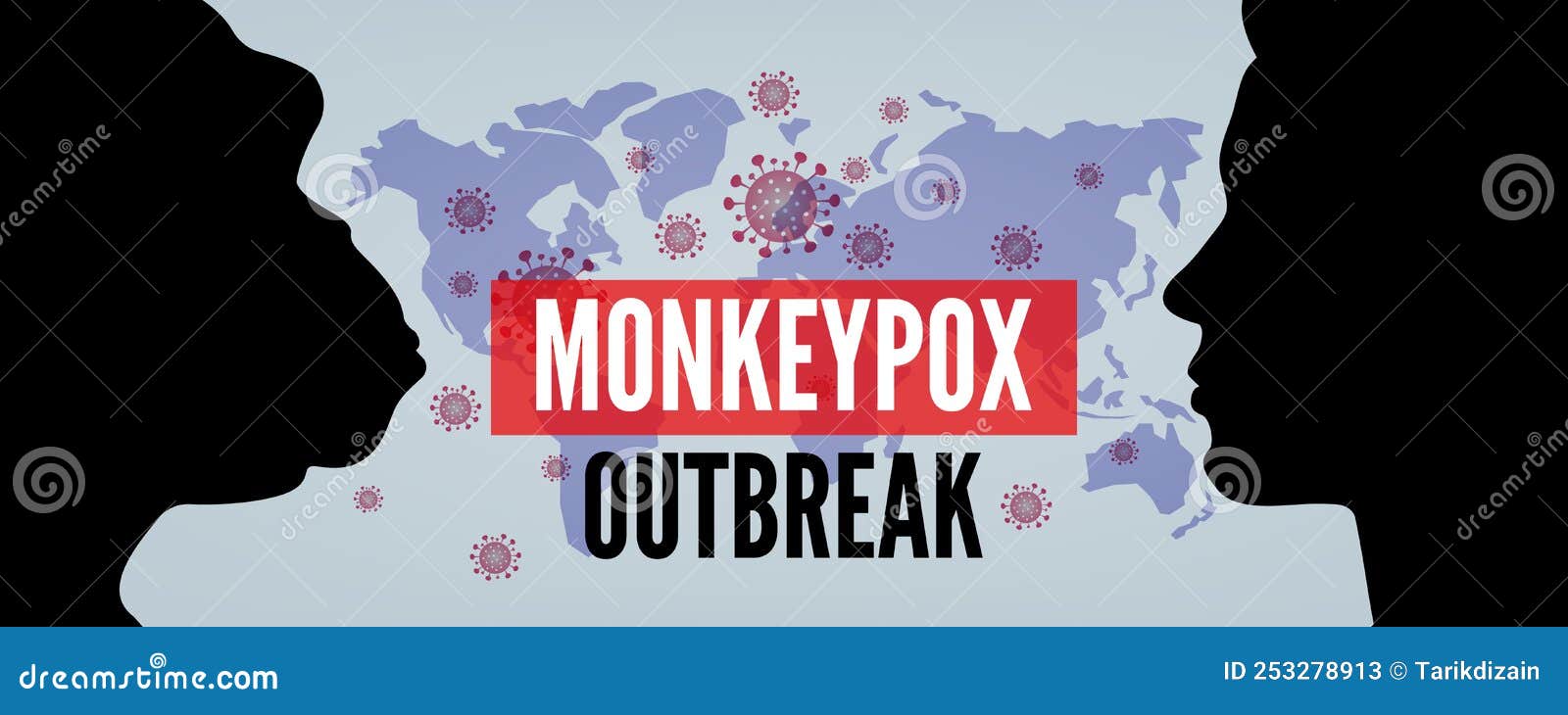 Monkeypox Virus Outbreak Monkey And Man Profile Silhouettes World Map ...