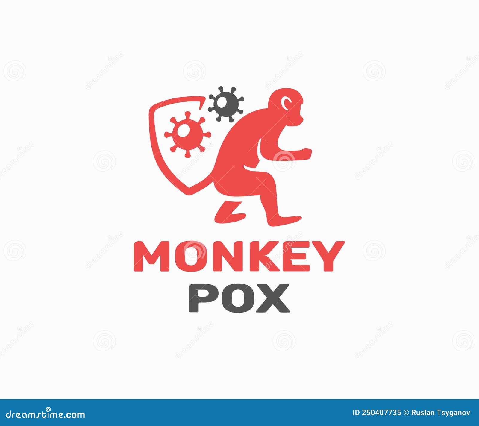Monkeypox Virus Outbreak Pandemic Logo Design. Monkey with Shield ...