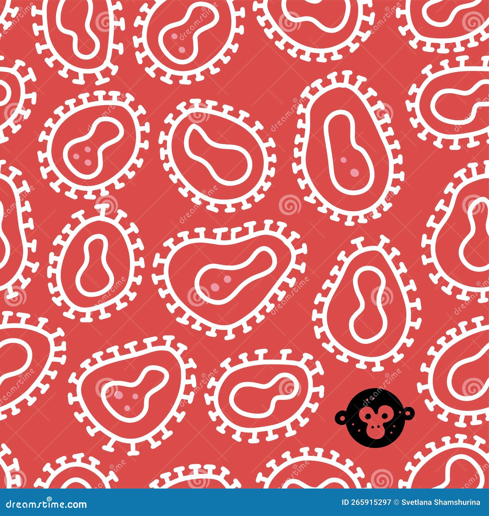 Monkeypox Virus Cells Seamless Pattern Linear Style Vector Illustration ...