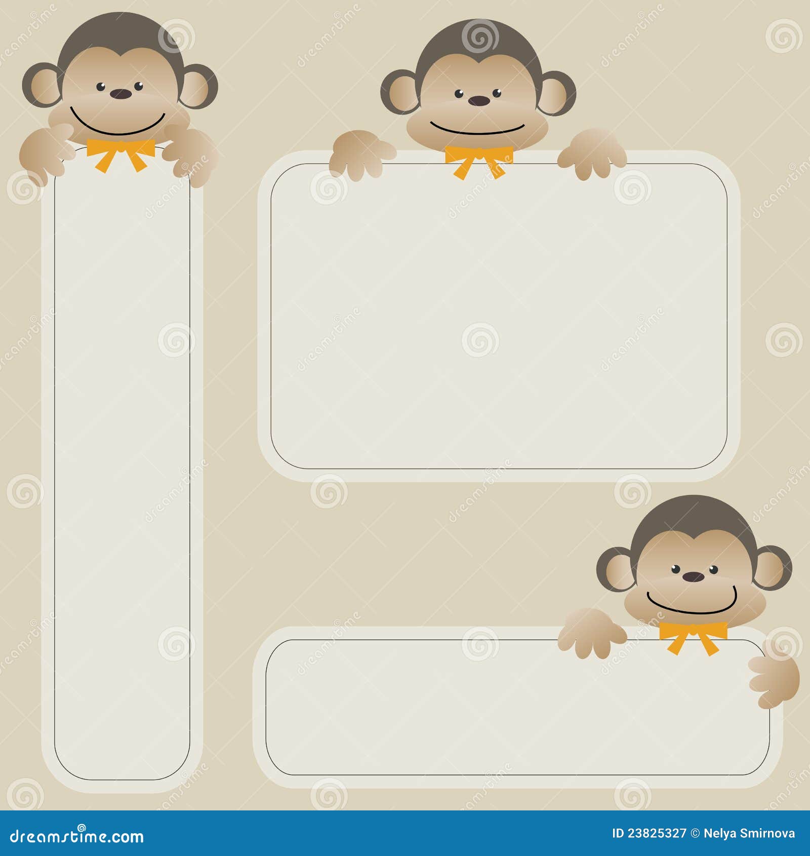 Monkeys with banner stock vector. Illustration of announcement - 23825327