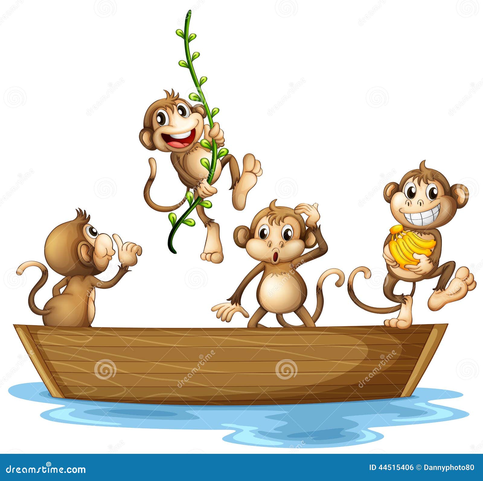 Monkeys on boat stock vector. Illustration of vessle - 44515406