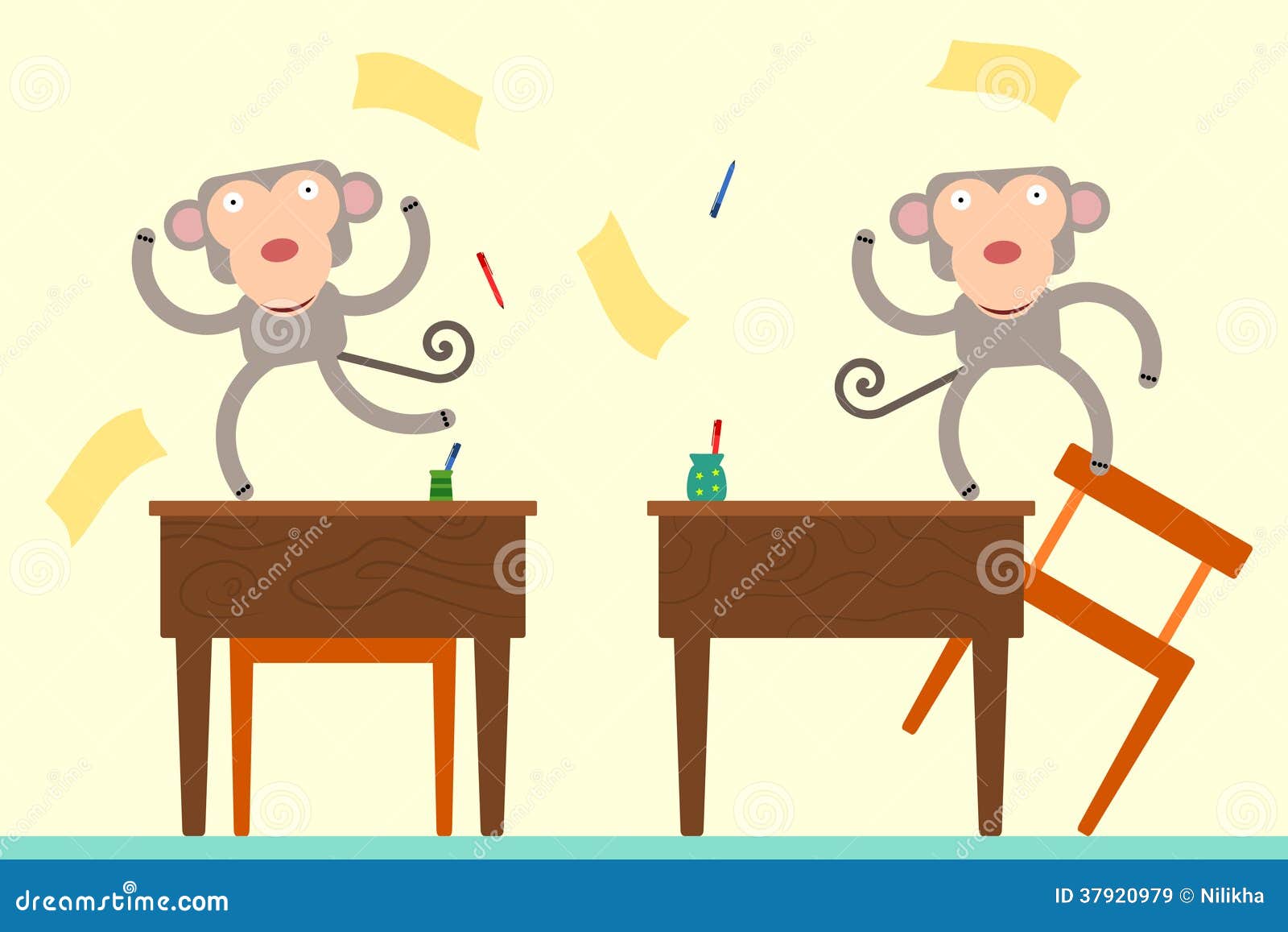 Naughty Monkeys, Duo Monkeys, Funny Monkey,Vector Cartoon Cute Funny ...