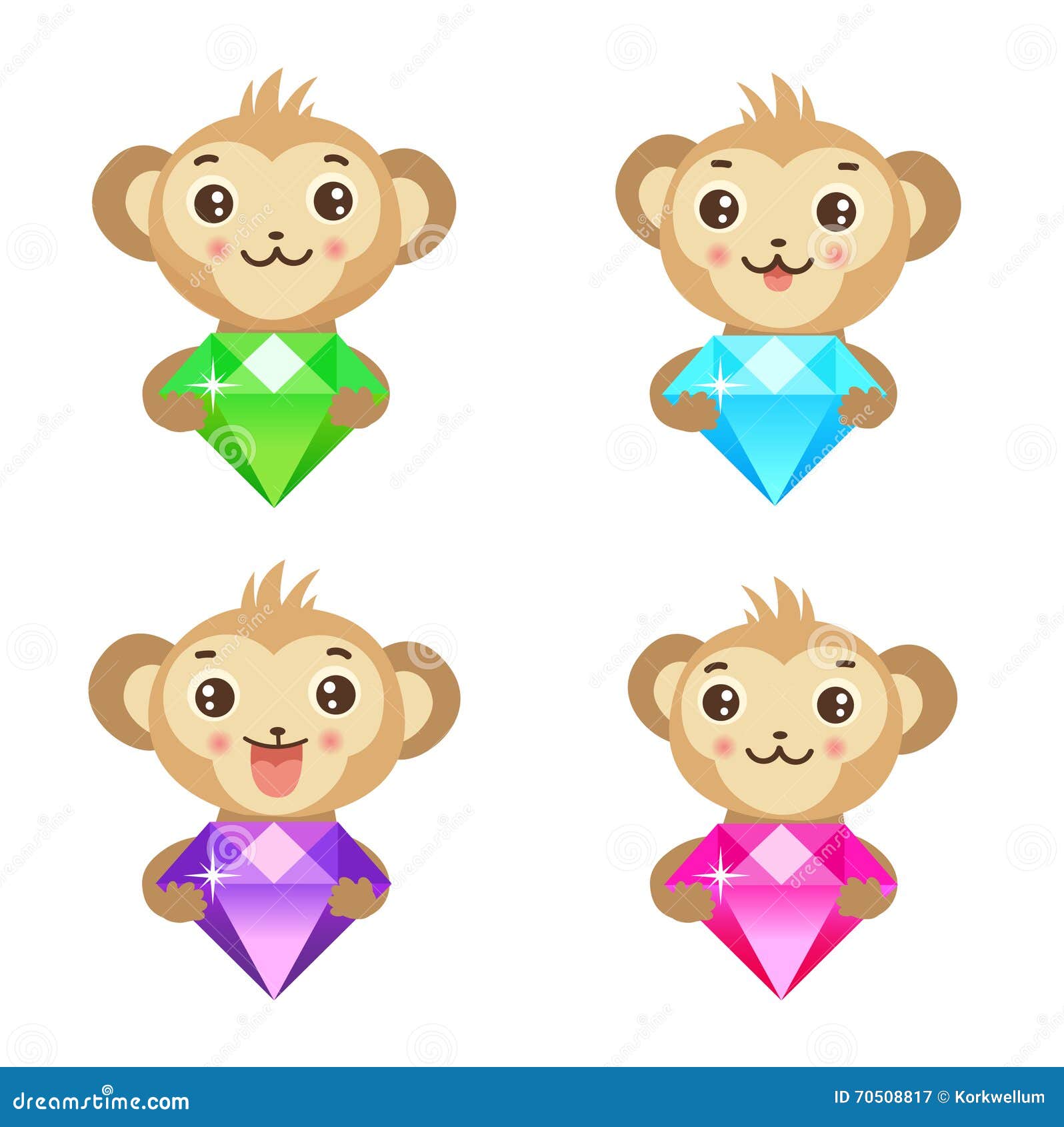 Monkeys and Diamond. Vector Illustration Stock Vector - Illustration of ...