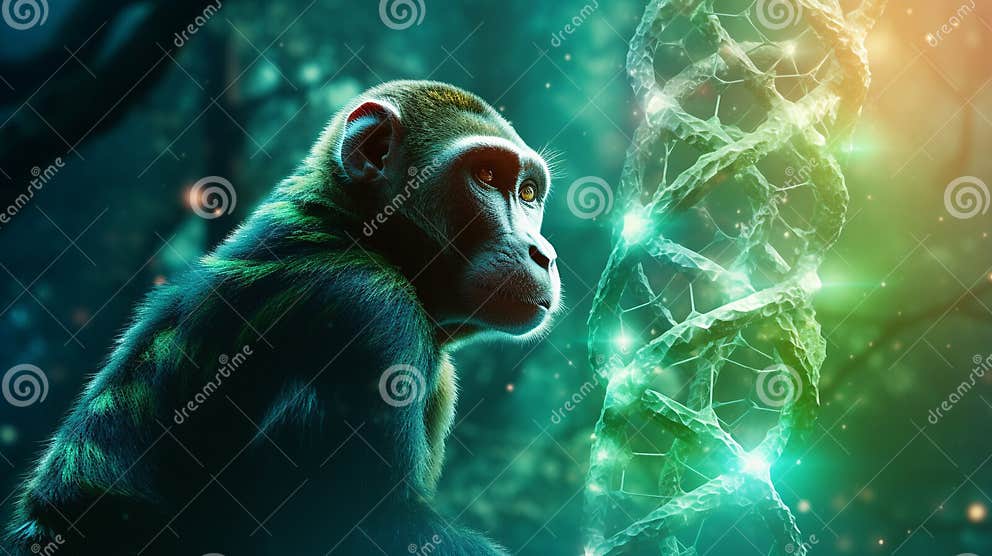 Monkeys and Evolution Concept. - Generative Ai Stock Illustration ...