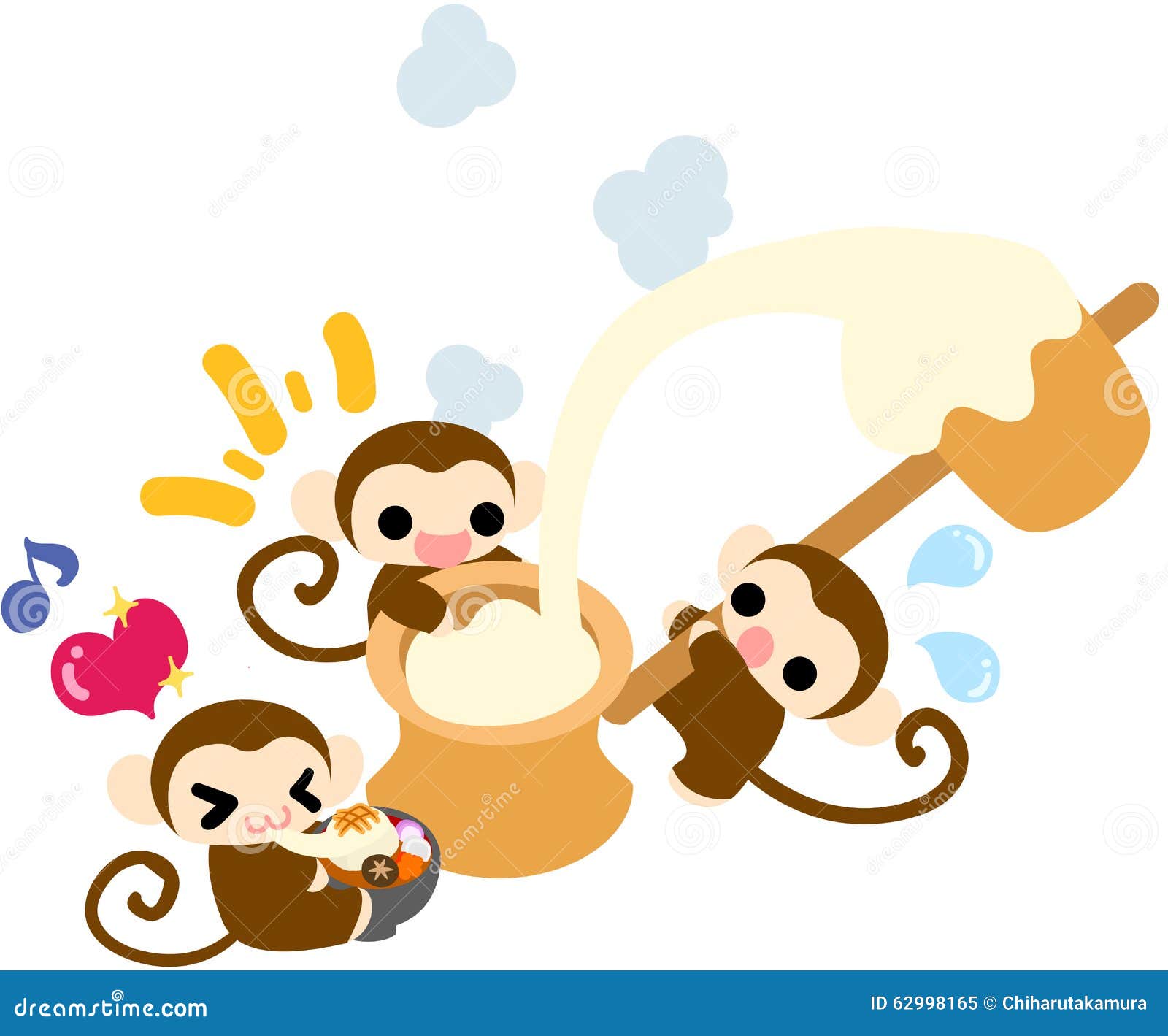 Monkeys making rice cake stock vector. Illustration of message - 62998165