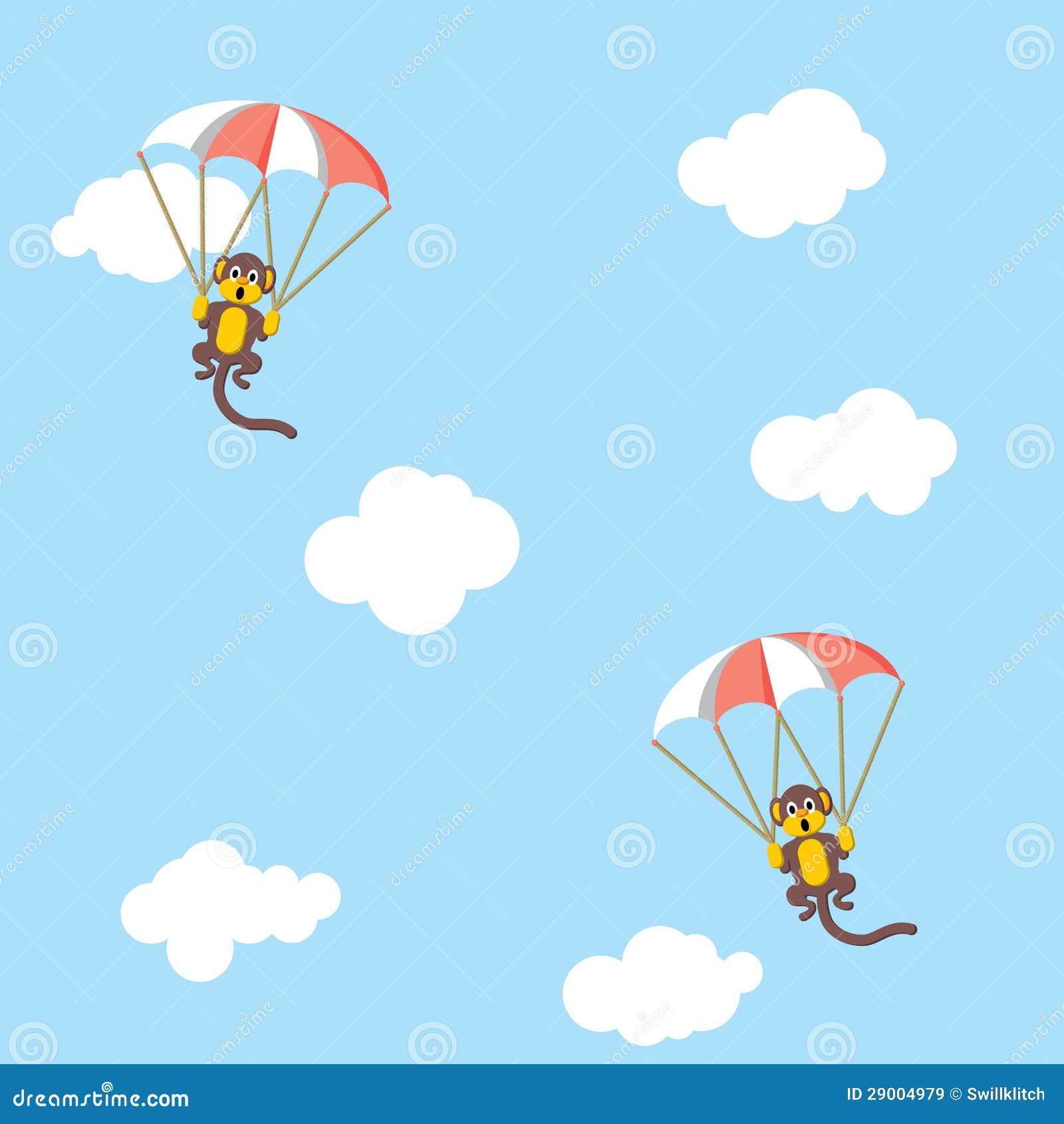 Monkeys with parachutes stock vector. Illustration of cartoon - 29004979