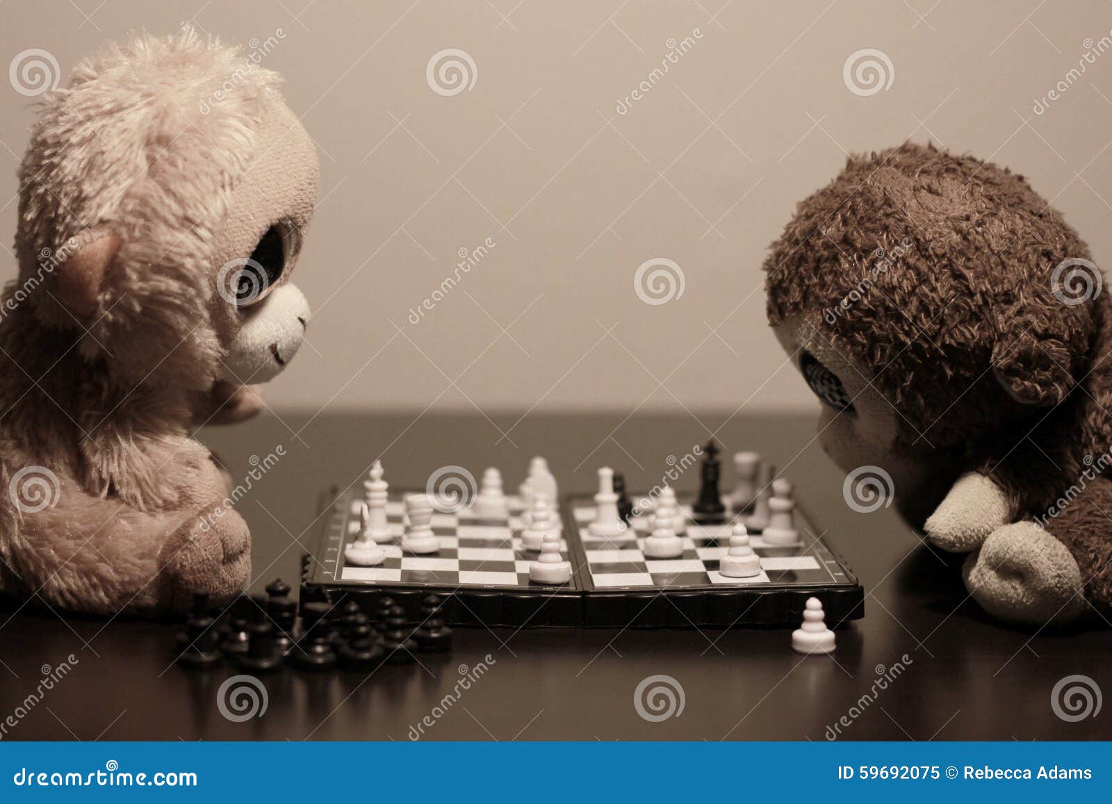 Monkeys playing chess stock image. Image of competition - 59692075