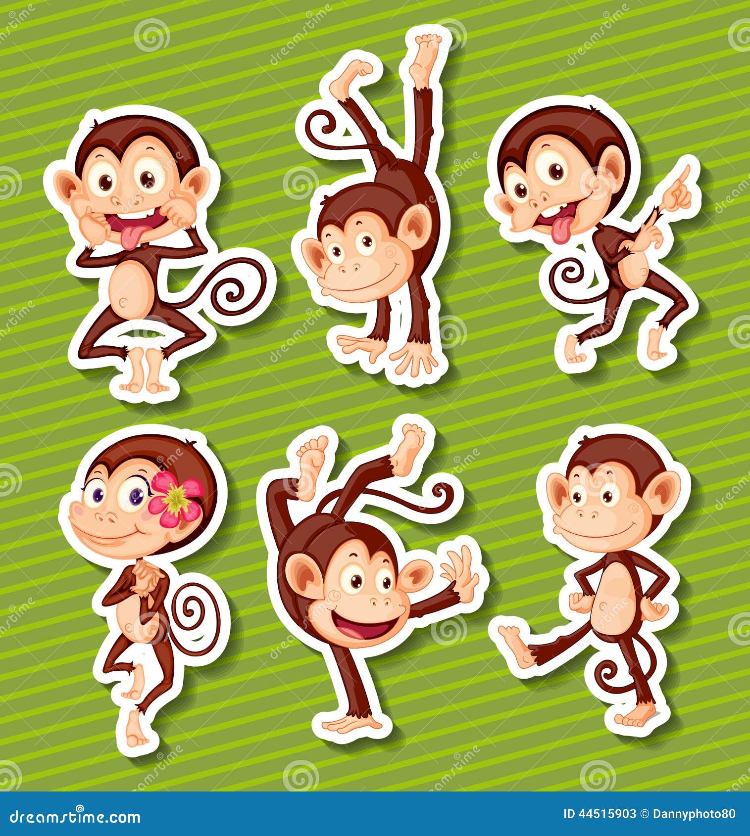 Monkeys set stock vector. Illustration of cartoon, series - 44515903