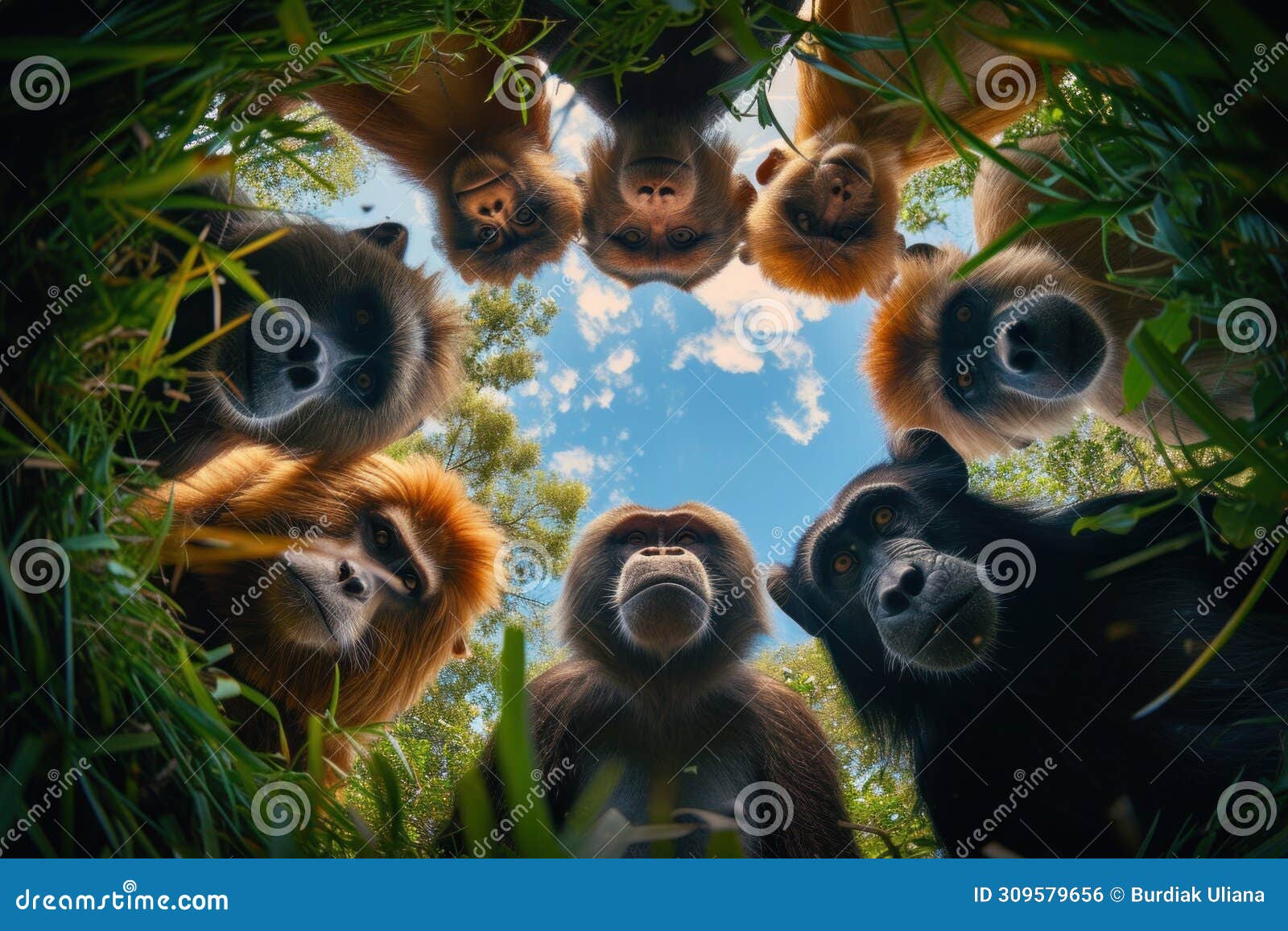 Monkeys Sitting in the Middle of a Forest. Generative AI Stock ...