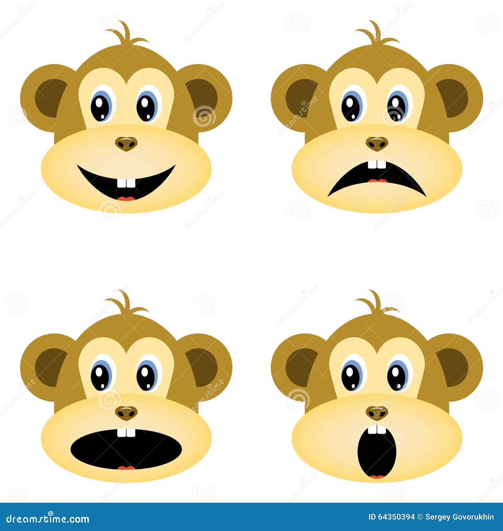 Monkeys, Smiley, Smileys. Different Emotions. Stock Illustration ...