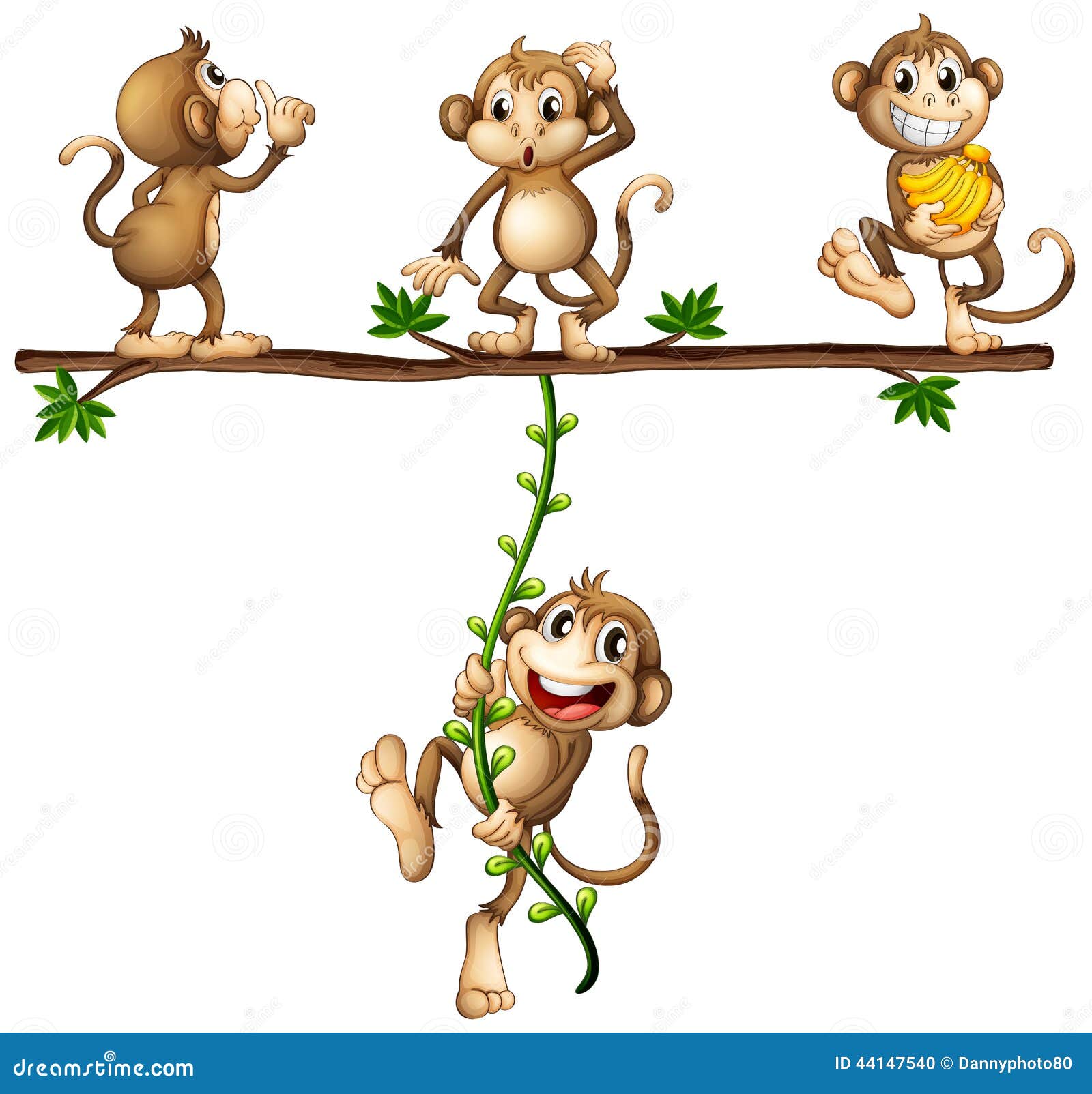 Monkeys swinging stock vector. Illustration of climbing - 44147540