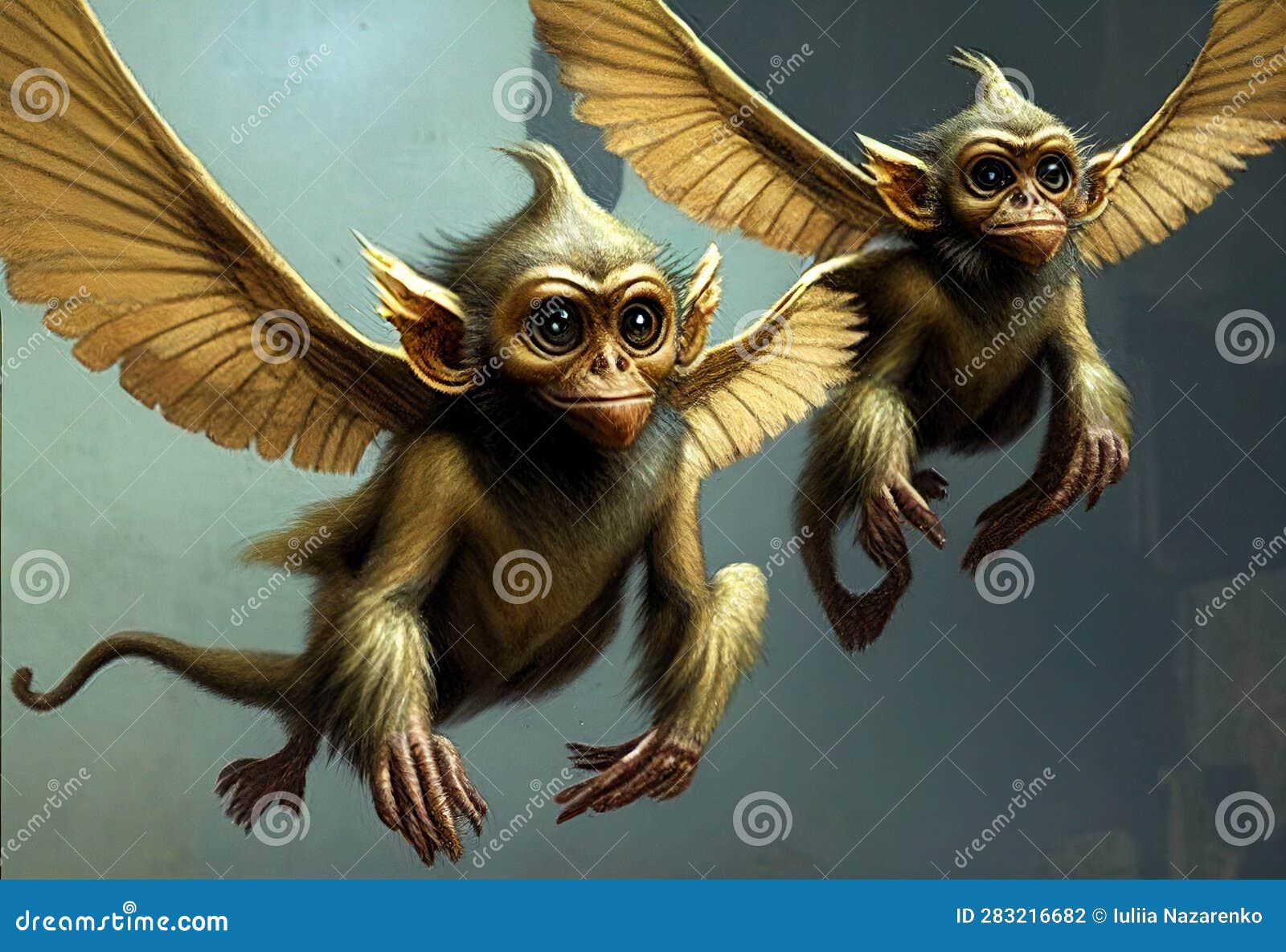 Monkeys with Wings. AI Generated Stock Illustration - Illustration of ...