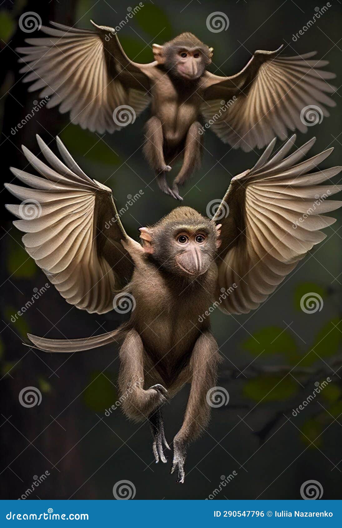 Monkeys with Wings. AI Generated Stock Photo - Image of forest, unusual ...
