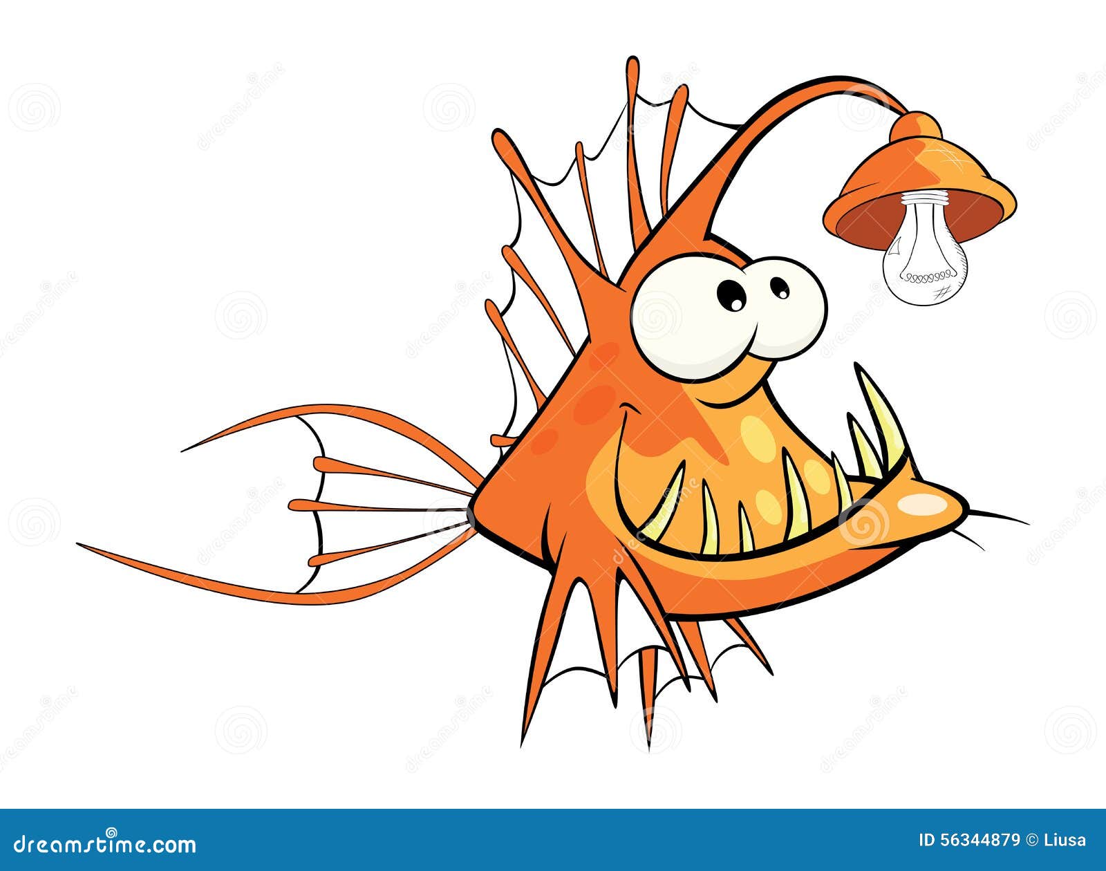 Monkfish Deep-water Fish Cartoon Stock Vector - Illustration of water ...