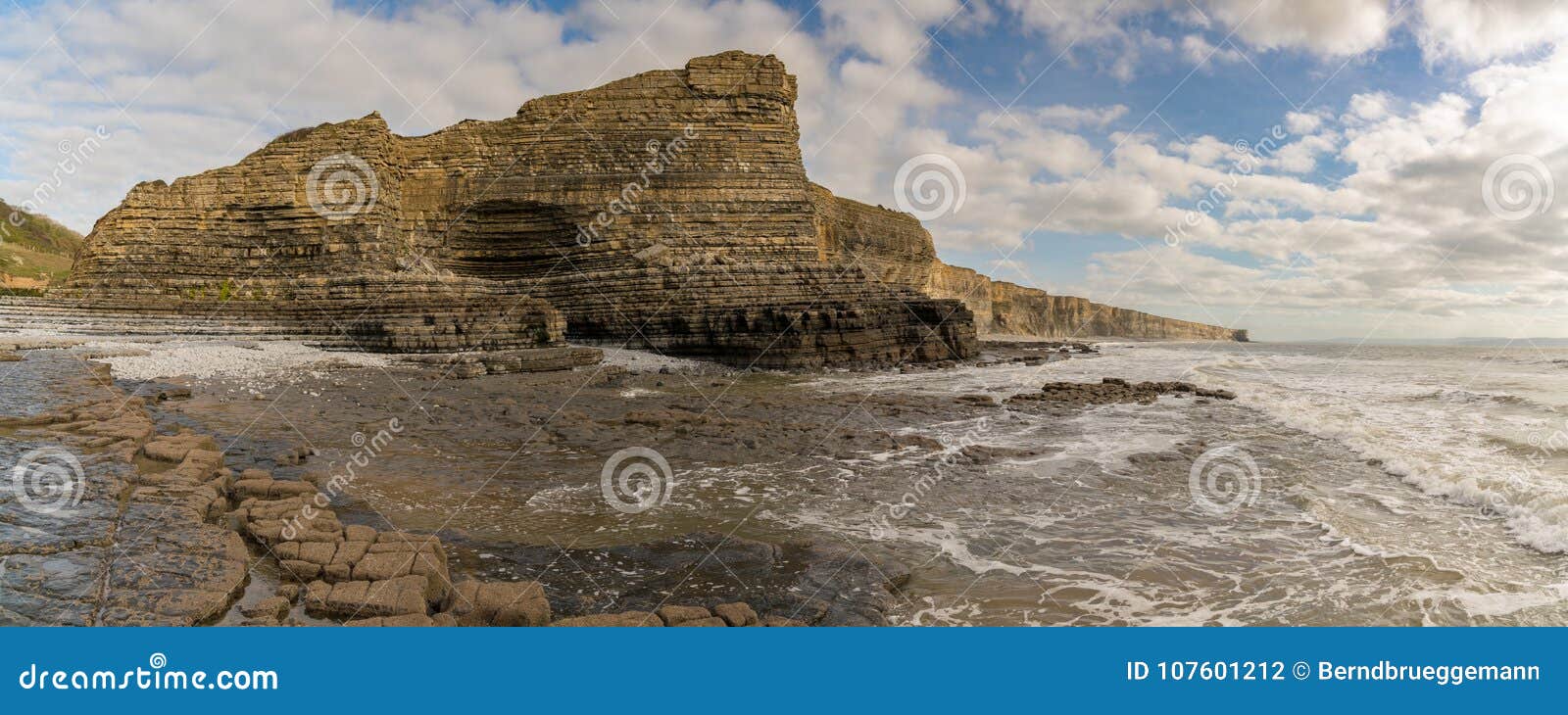 Monknash Beach, Wales, UK stock photo. Image of cliff - 107601212