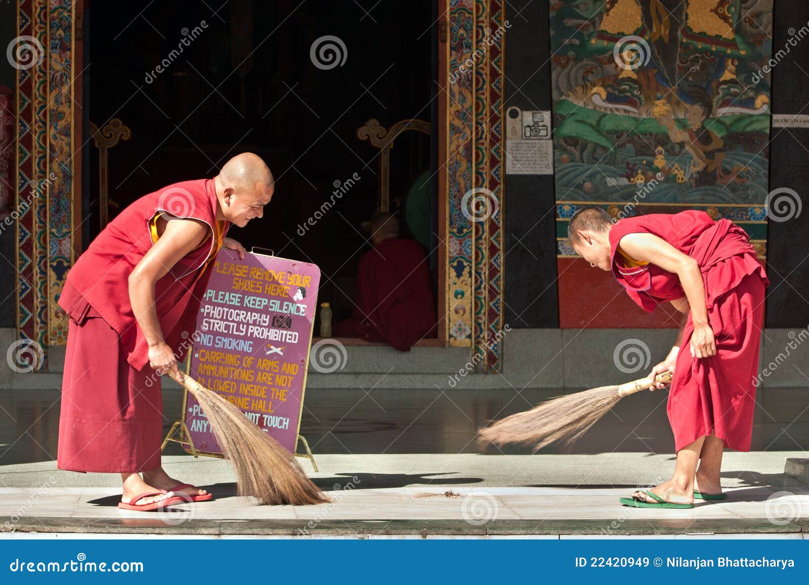 Monks cleaning monastery editorial stock image. Image of clean - 22420949