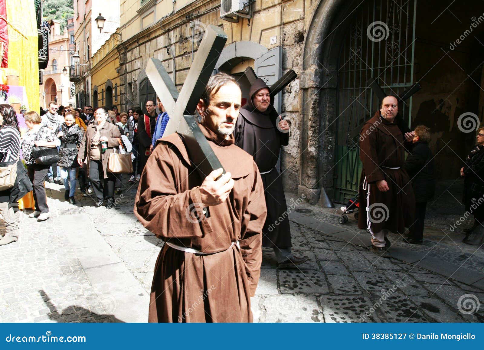 Monks and cross editorial photography. Image of trip - 38385127