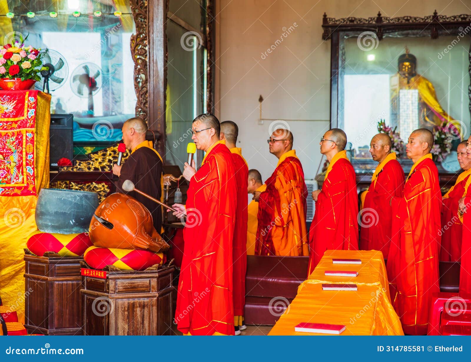 The Monks of Luojia Temple are Praying Editorial Photo - Image of ...