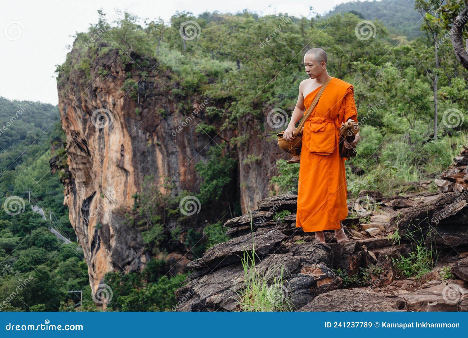 Monks Pilgrimage in the Forest, Keeping the Precepts Stock Image ...