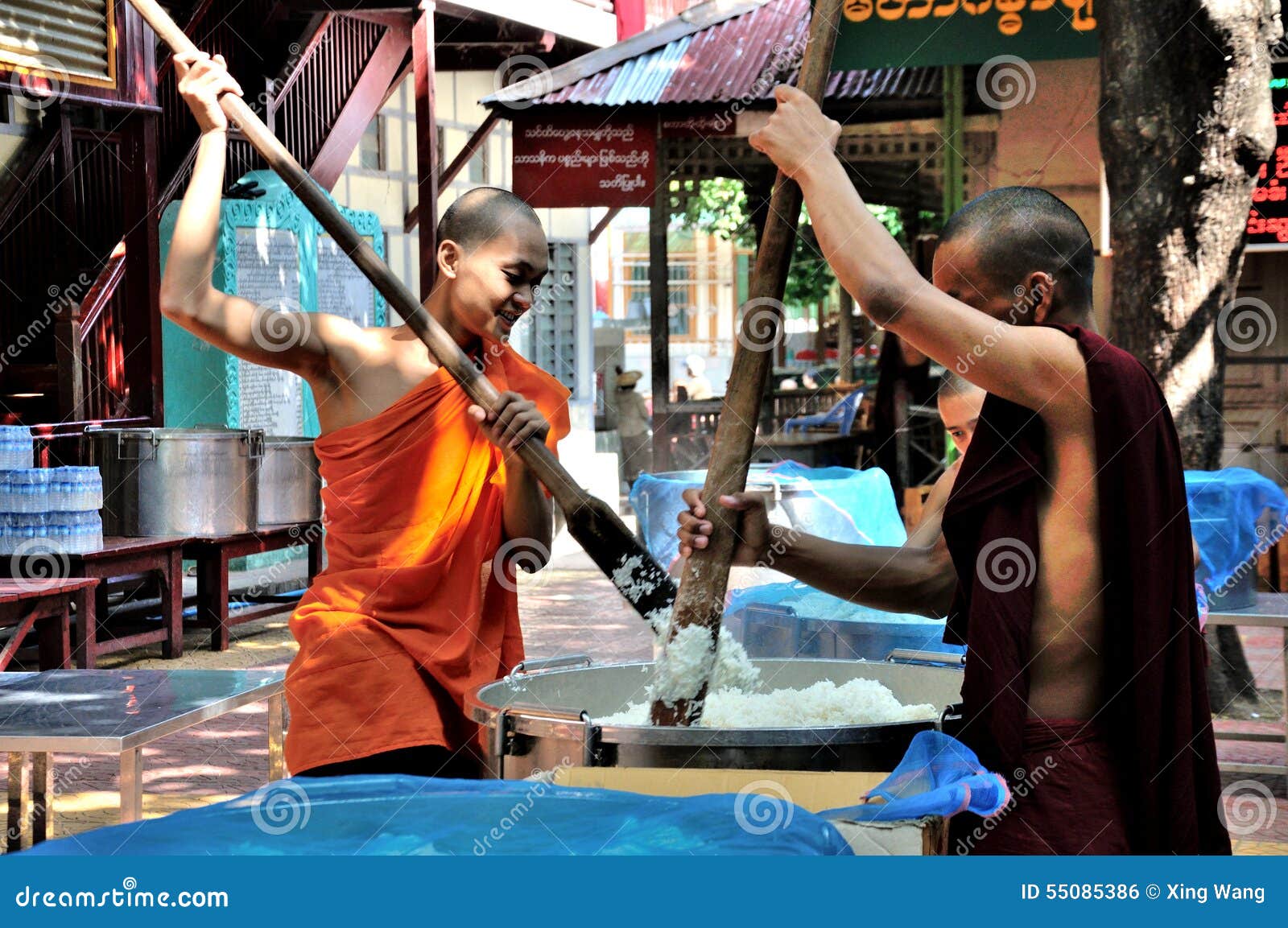 Buddhist Monk Eat Lunch Asian Temple Stock Photos - Free & Royalty-Free ...