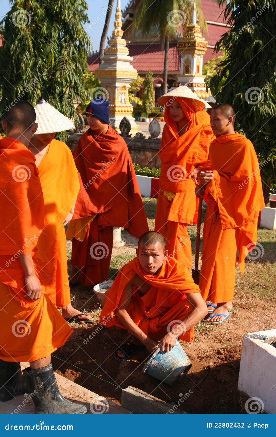 Monks at work editorial photography. Image of oriental - 23802432