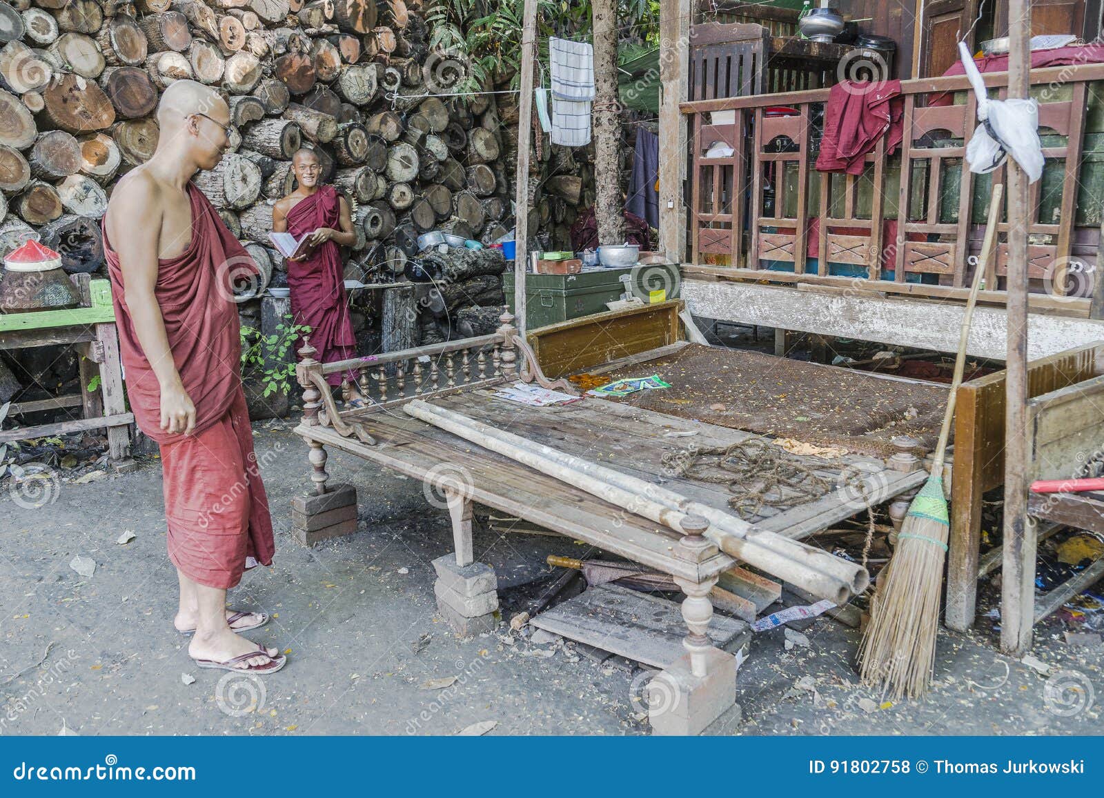 Monks at work editorial stock photo. Image of inside - 91802758
