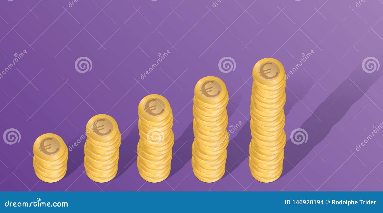 Business Concept in Euros, with Stacks of Coins Showing an Increase in ...