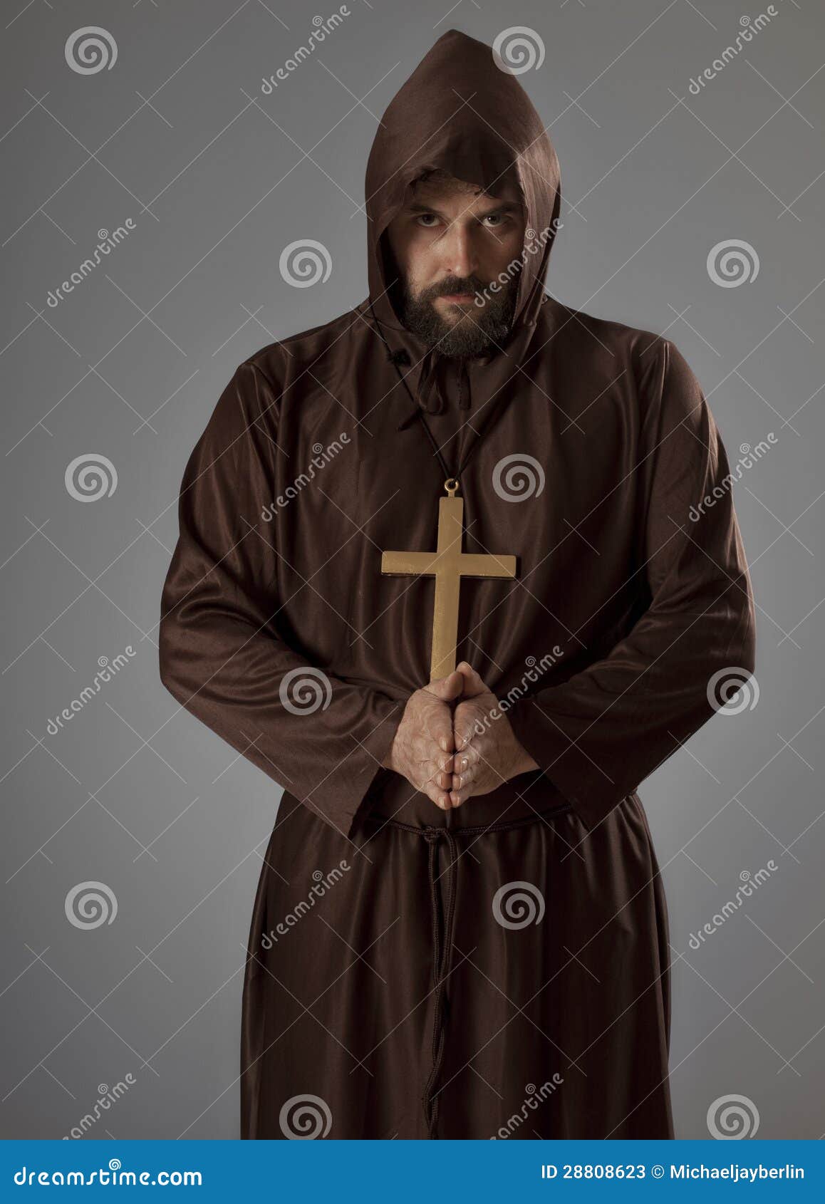 Monnik in Het Bruine Robe Bidden Stock Afbeelding - Image of ...