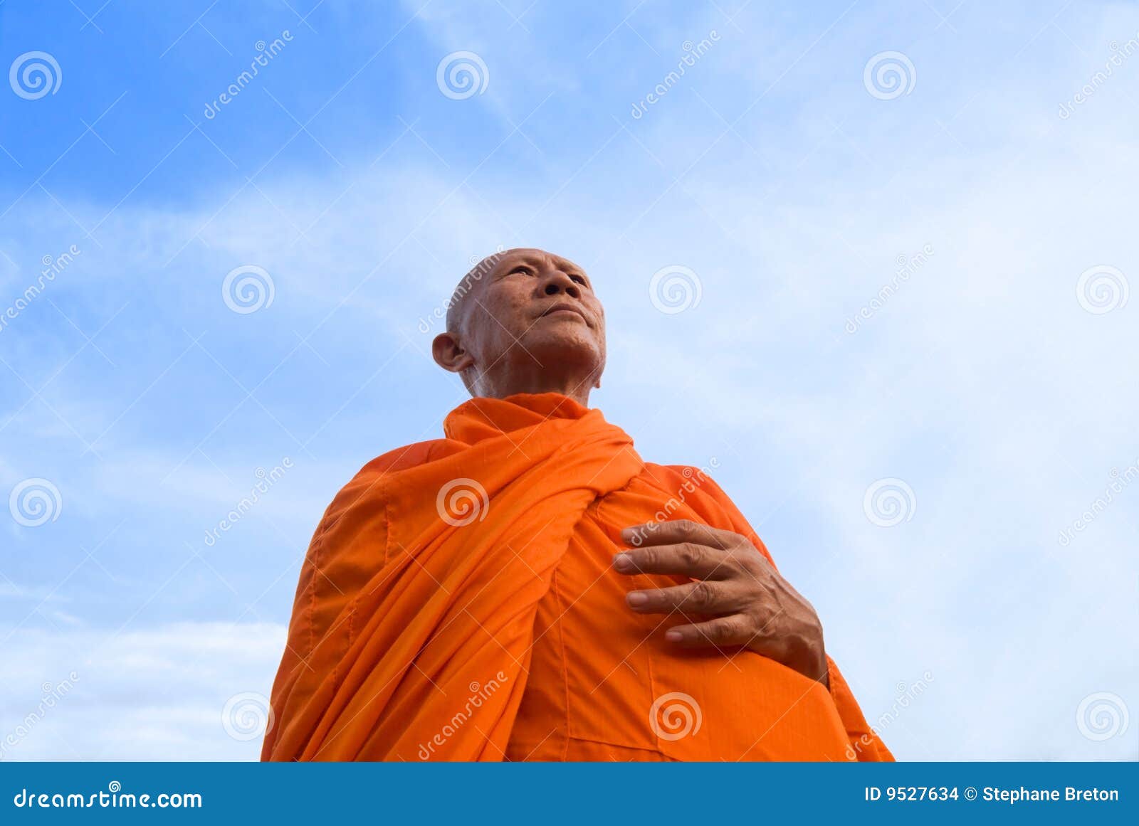 Monnik in Thailand stock foto. Image of sinaasappel, blik - 9527634