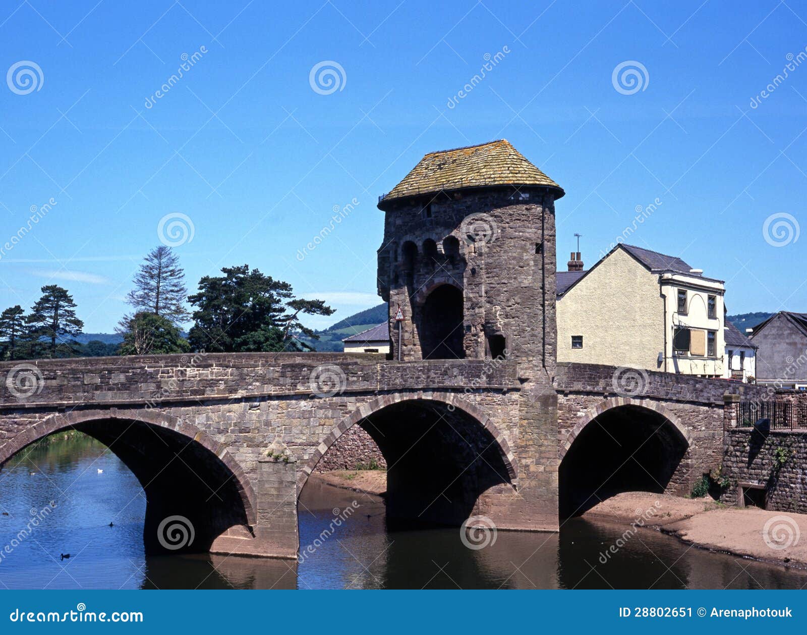 Monnow Bridge, Monmounth, Wales. Stock Image - Image of arched, great ...