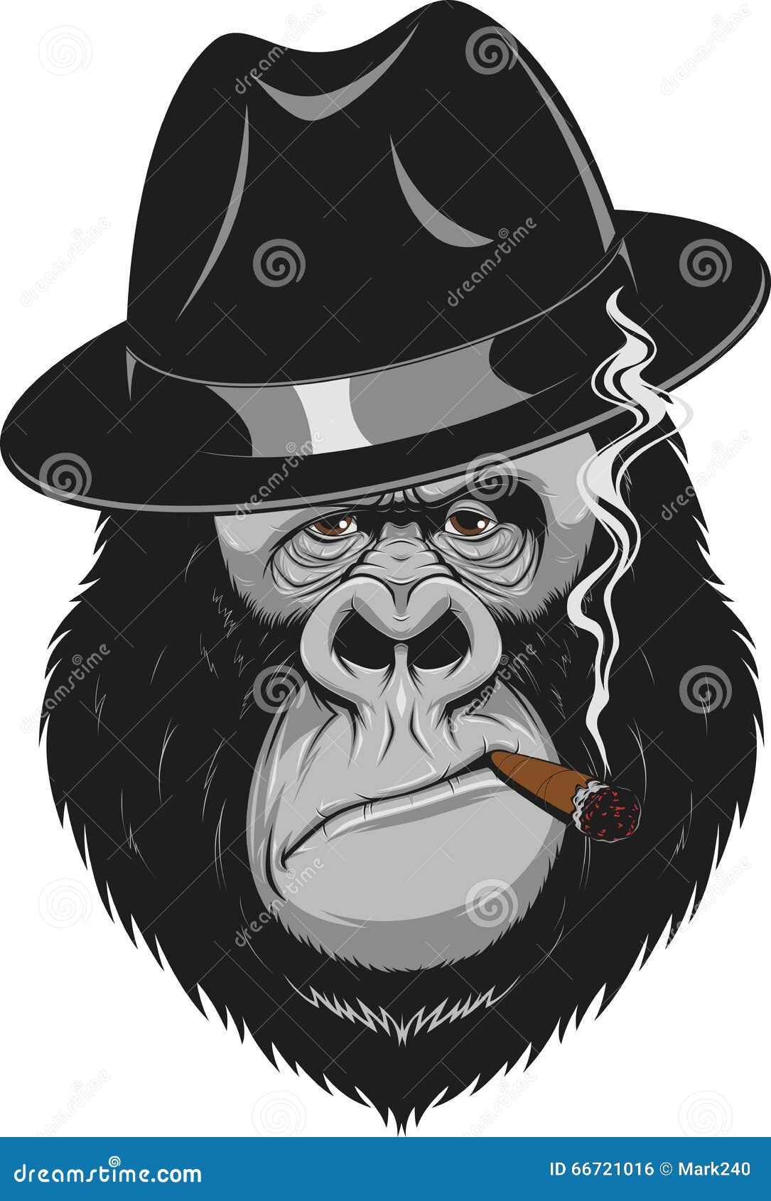 Mono con un cigarro ilustración del vector. Ilustración de retro - 66721016