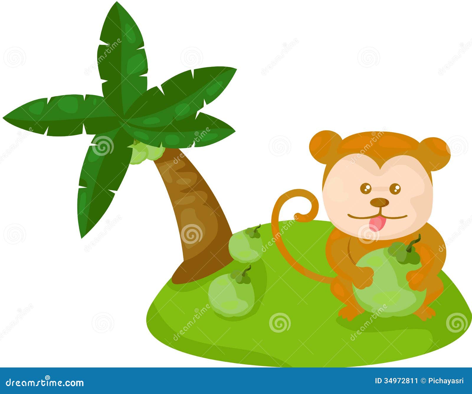Mono De La Historieta Con El Coco Ilustración del Vector - Ilustración ...