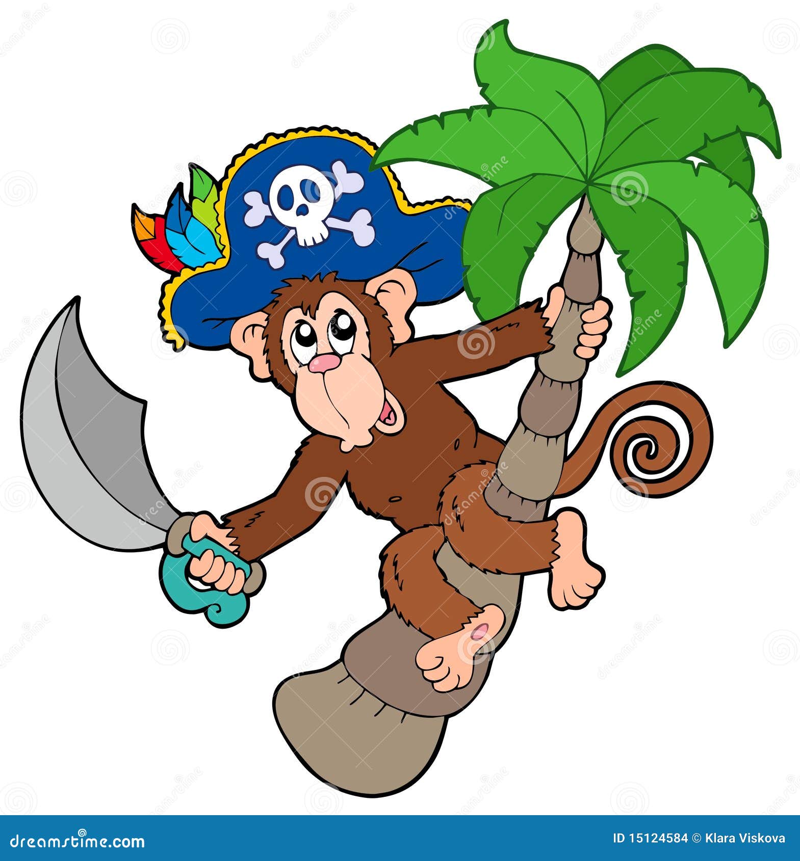 Mono Del Pirata Con La Palmera Ilustración del Vector - Ilustración de ...