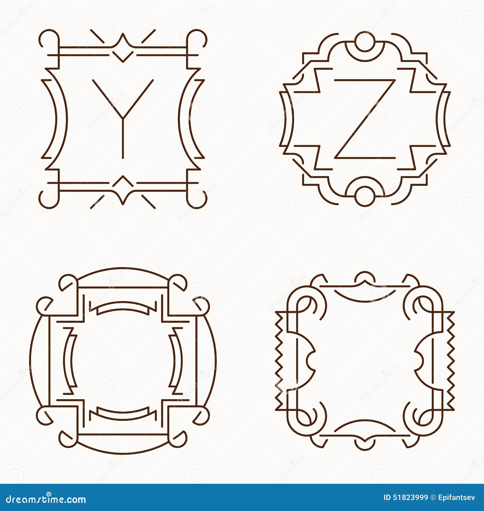 Mono Línea Monogramas Del Vector Y, Z Ilustración del Vector ...