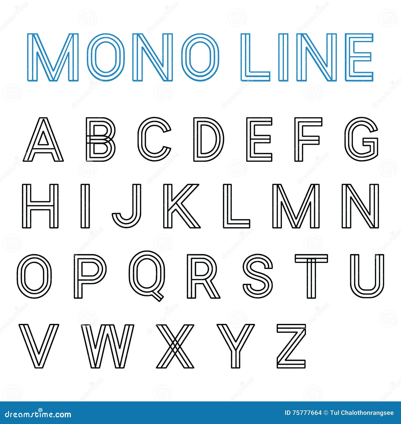 Mono line font stock vector. Illustration of letter, trendy - 75777664