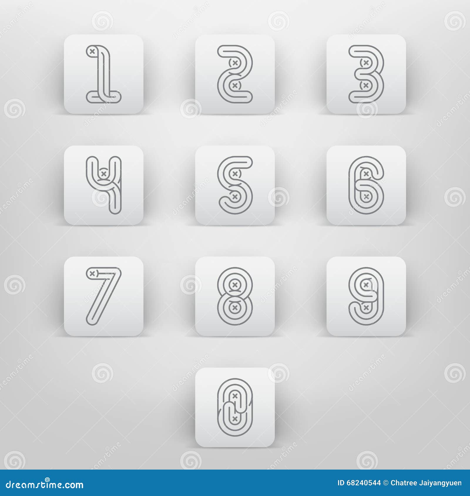 Mono Lines Style Alphabetic Fonts Numbers Set. Vector Illustration ...