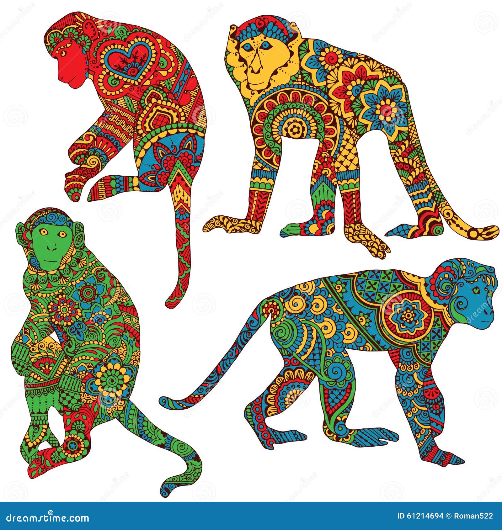 Mono Pintado En El Estilo De Mehendi Ilustración del Vector ...