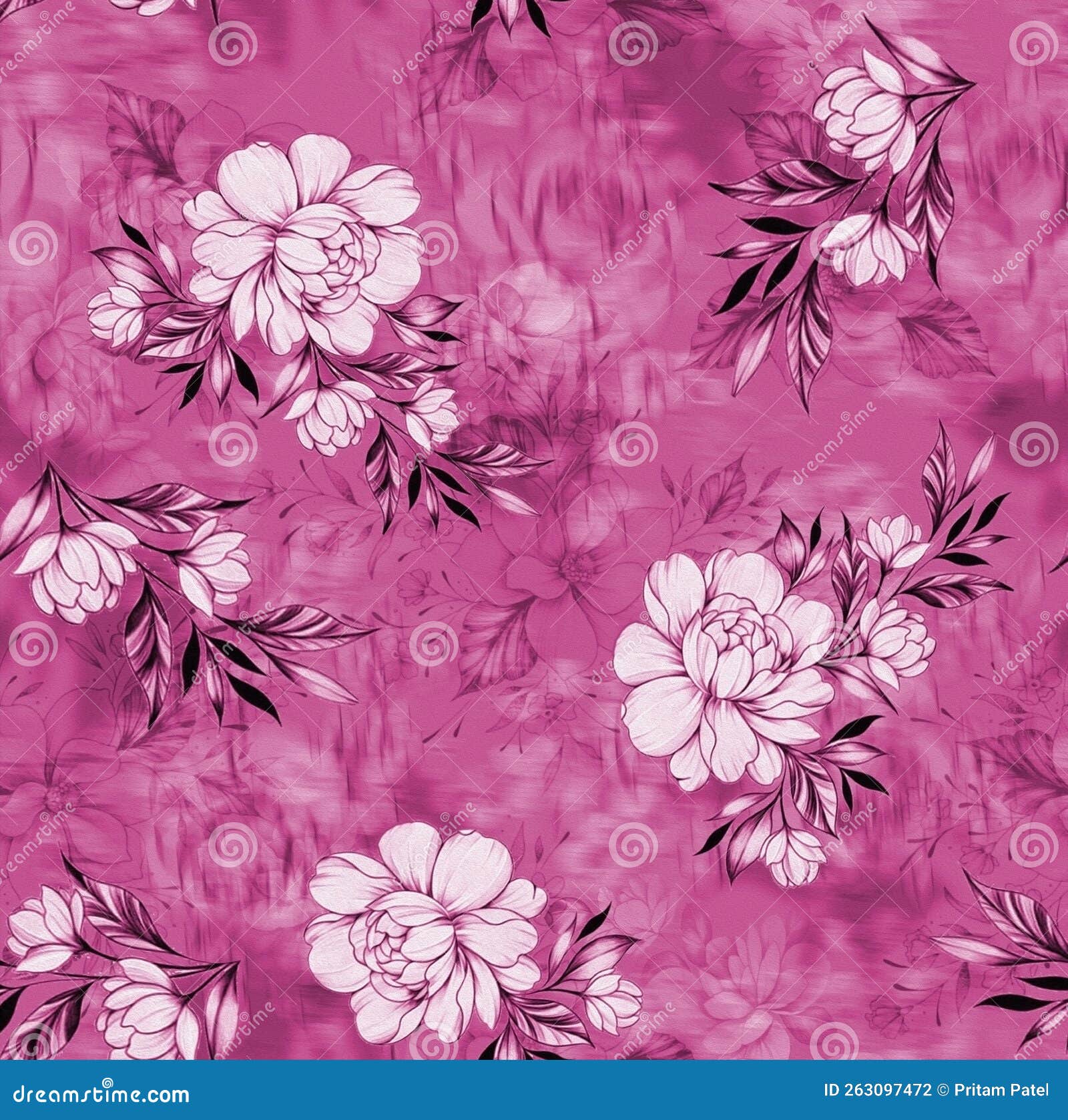 Mono Style Flower and Ground Digital Design Stock Illustration ...