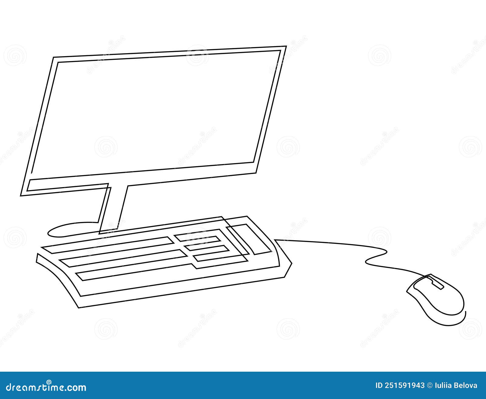 Monoblock Computer with Keyboard and Computer Mouse. Office Equipment ...