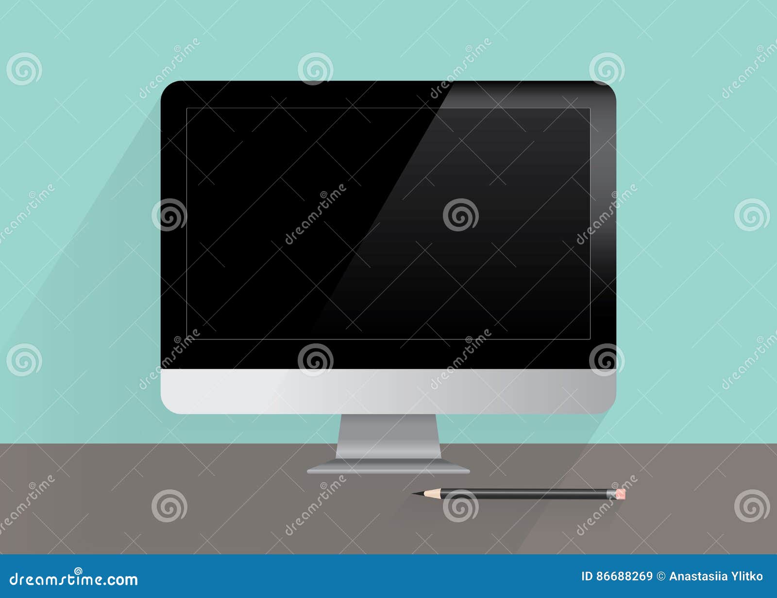 Monoblock Personal Computer Flat Design Stock Illustration ...